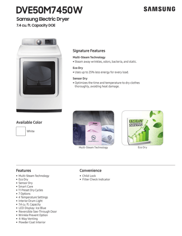 Samsung DVE50M7450W/A3 Installation guide | Manualzz
