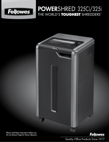 Fellowes POWERSHRED 325Ci, POWERSHRED 325i User Manual | Manualzz