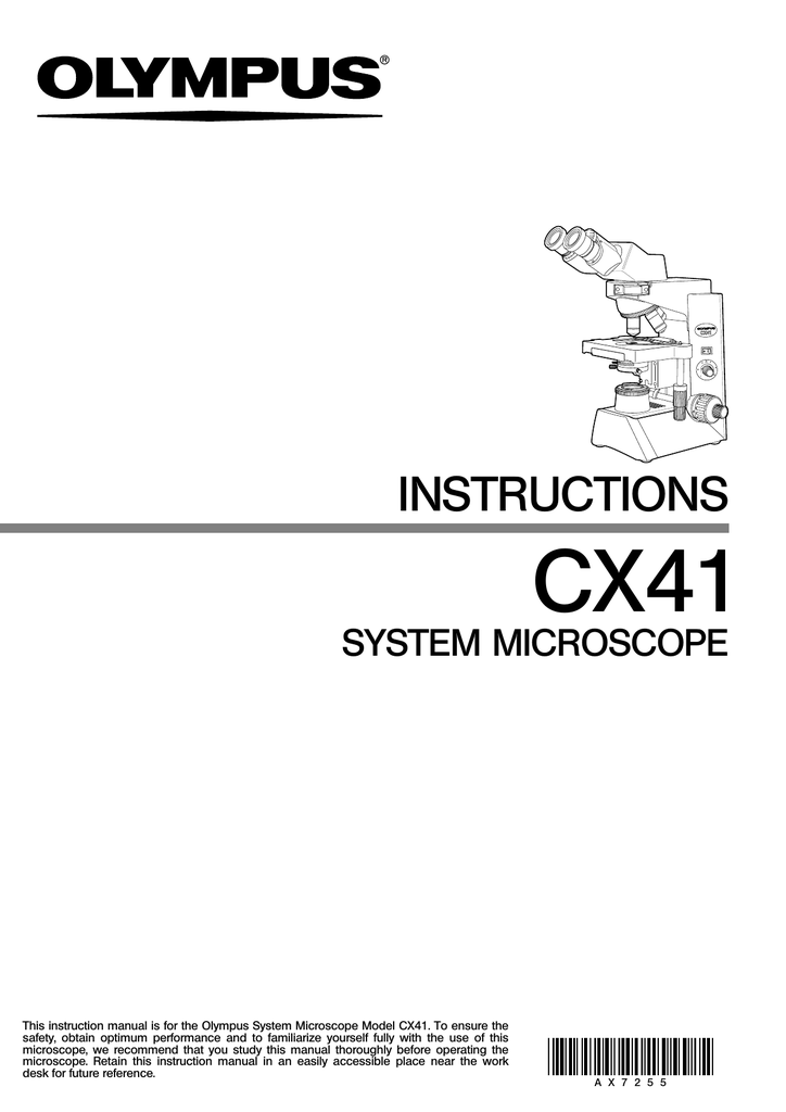 Olympus CX41 Instructions Manual | Manualzz