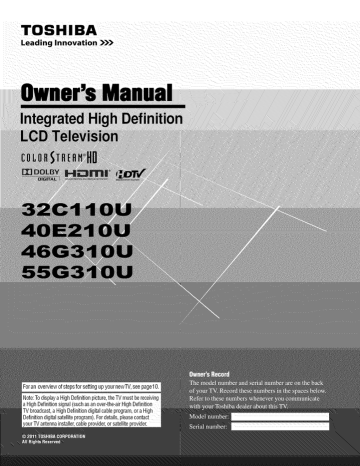 Toshiba 55G310U LCD Television Owner's Manual | Manualzz