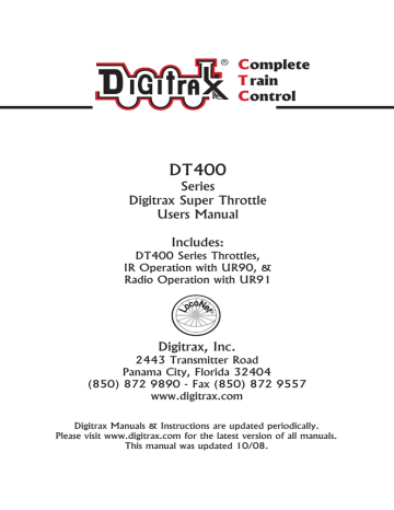 Digitrax DT400 Super Throttle Users Manual | Manualzz