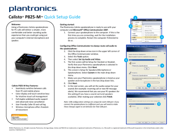 Speakerphone Calisto P825-M Quick Setup Guide | Manualzz