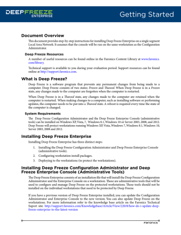 Deep Freeze Enterprise Getting Started | Manualzz