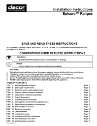 Dacor ERD48 - Owner's manual, Installation instructions, Planning Guide