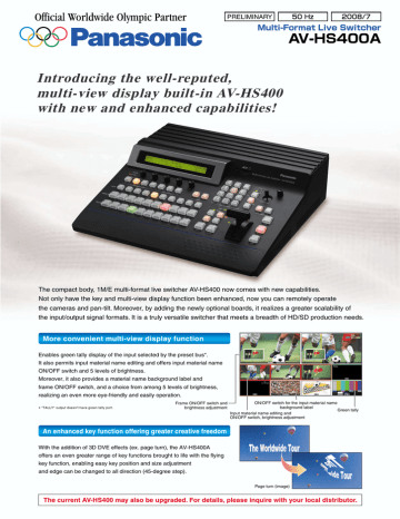 Live Switcher AV-HS400A, AV-HS400 Brochure | Manualzz