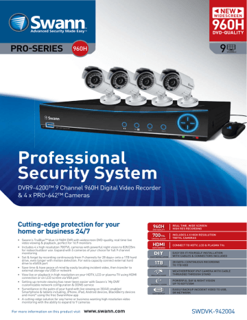 Swann DVR9-4200 Specifications | Manualzz