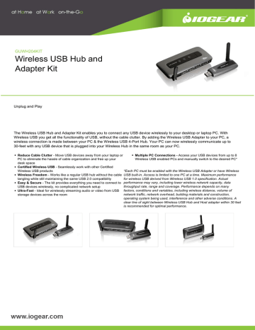 iogear GUWH204KIT Wireless USB Hub and Adapter Kit Datasheet | Manualzz