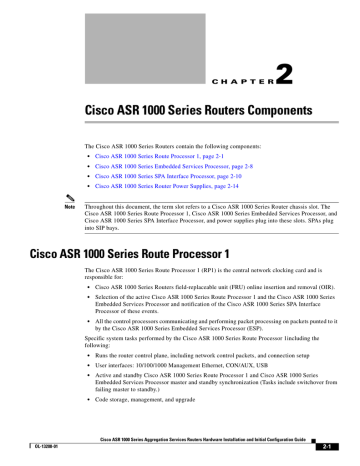 Cisco ASR 1000 Series Routers Hardware Installation and Initial Configuration Guide | Manualzz