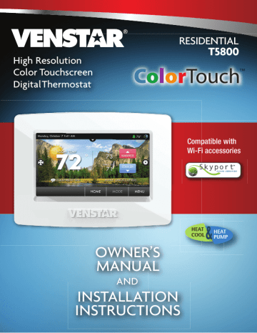 Venstar T5800 manual | Manualzz