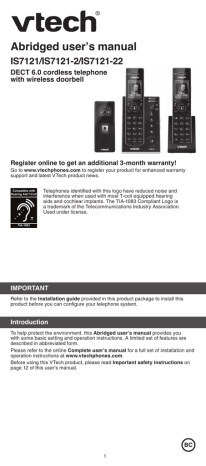VTech IS7121 Cordless Answering System User's manual | Manualzz