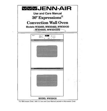 Jenn-Air Convection Wall Oven W30400, WM30460, WW30430 User Manual ...