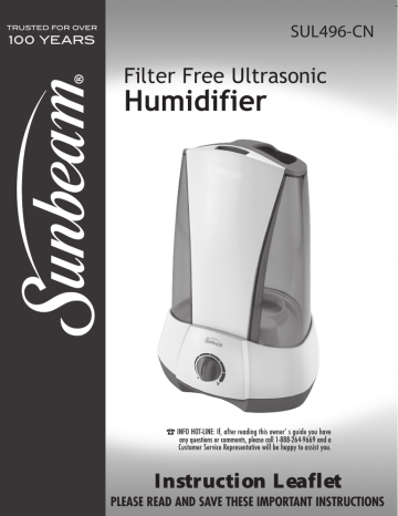 Sunbeam SUL496-CN Instruction Leaflet | Manualzz
