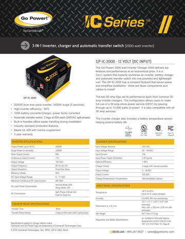 Go Power! GP-IC2000-12-PKG Power Inverter Specification Sheet | Manualzz