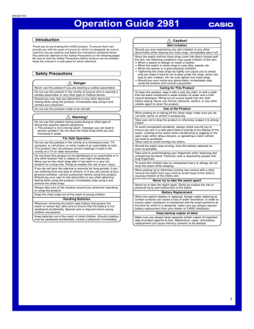 CASIO heart rate monitor 2981 Operation Guide | Manualzz