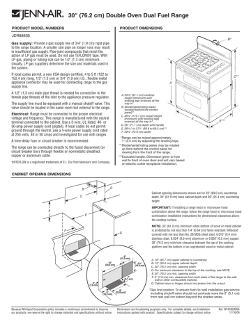 Jenn-Air JDR8895B Dual Fuel Range Installation Instructions | Manualzz