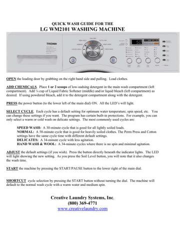 LG WM2101 Washing Machine User Guide | Manualzz