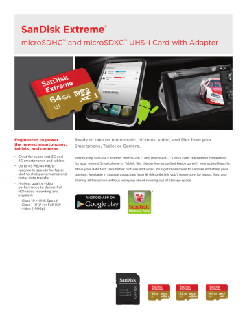 SanDisk Extreme microSDHC, memory cards Extreme microSDXC Datasheet ...