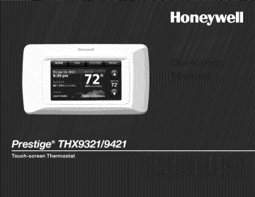 Honeywell Prestige THX9321/9421 thermostat Operating Manual | Manualzz