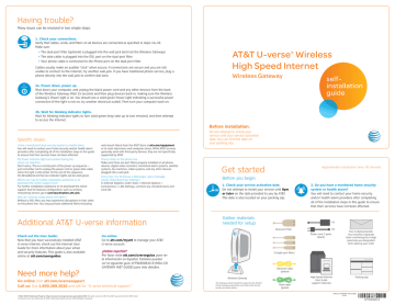 AT&T Wireless Gateway 3600HGV Self Installation Guide | Manualzz