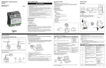 Schneider Electric EGX300 Ethernet Gateway Instruction Sheet | Manualzz
