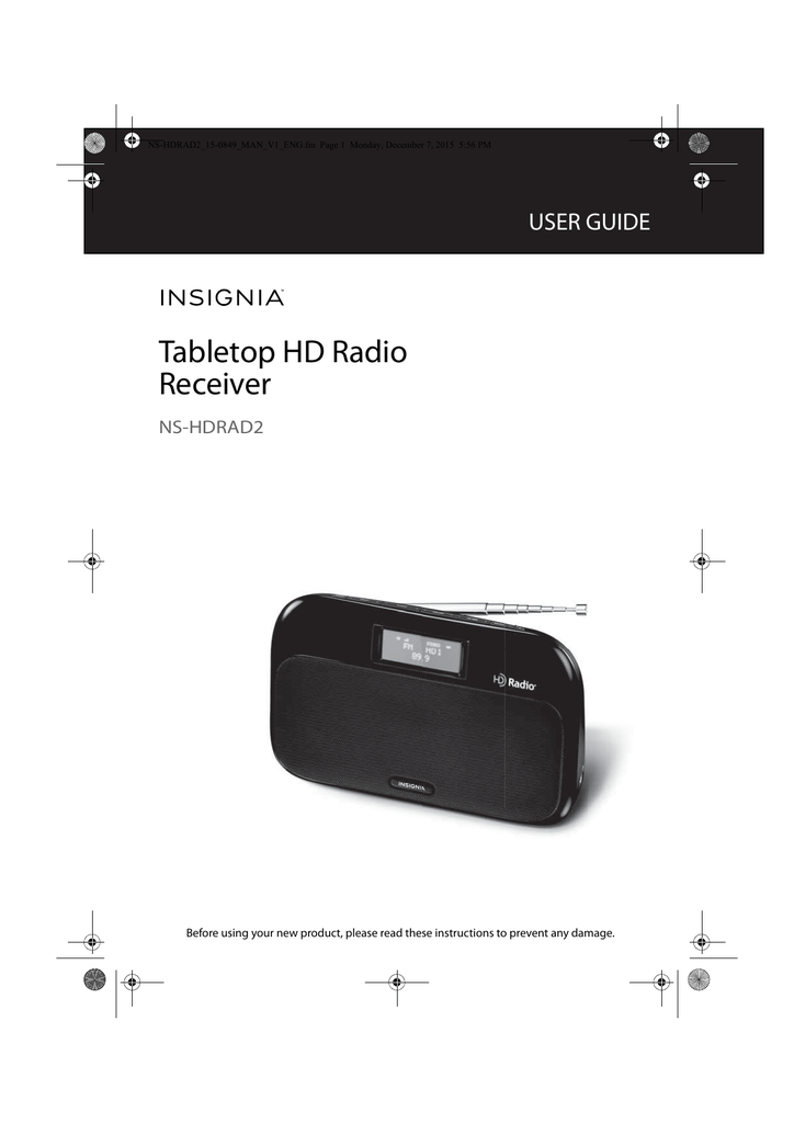 Insignia NS-HDRAD2 Tabletop HD Radio Receiver User guide | Manualzz