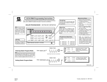 NAPCO GEM-P800 Programming Instructions | Manualzz