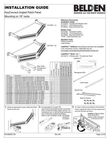 Belden KeyConnect Angled Patch Panel Installation Guide | Manualzz