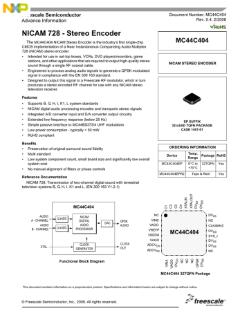MC44C404 NICAM Stereo Encoder Datasheet | Manualzz