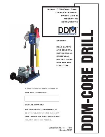 DDM Core Drill Owner's Manual | Manualzz