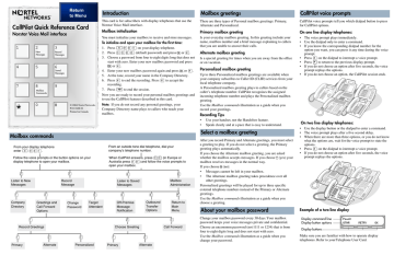 Nortel Networks CallPilot Quick Reference Card | Manualzz