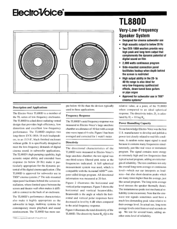 Electro-Voice TL880D Data Sheet | Manualzz