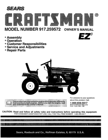 Craftsman EZ3 917.259572 Riding Mower Owner's Manual | Manualzz
