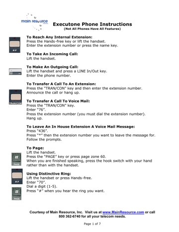 Executone Phone System Instructions | Manualzz