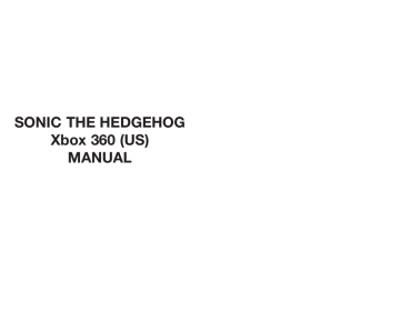 Sonic The Hedgehog Xbox 360 Manual | Manualzz
