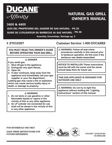 Ducane Affinity 3400 & 4400 Owner's Manual | Manualzz