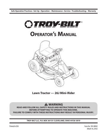Troy-Bilt 26J Mini-Rider Operator's Manual | Manualzz