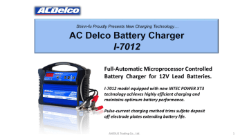 ACDelco I-7012 Battery Charger User Manual | Manualzz