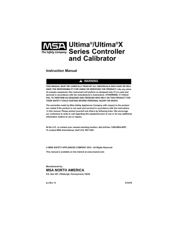MSA Ultima® Calibrator Instruction manual | Manualzz