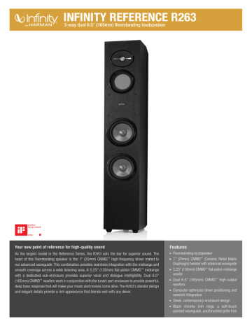 Infinity Reference R263 Floorstanding Speaker Product Details | Manualzz