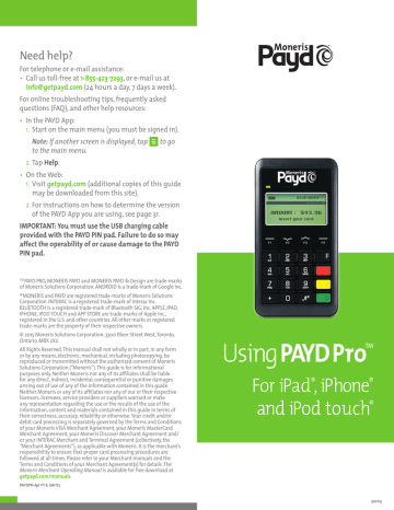 Moneris PAYD Pro User Guide | Manualzz