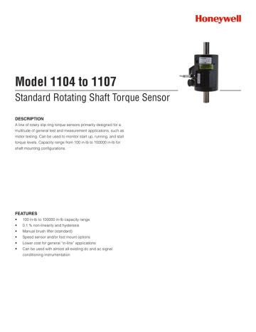 Honeywell 1104-1107 Rotating Shaft Torque Transducer Datasheet | Manualzz