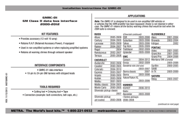 Metra GMRC-01 Installation Instructions | Manualzz