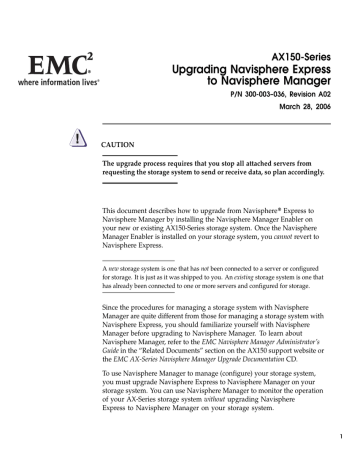 EMC AX150 Series Upgrade Instructions | Manualzz