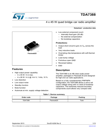 STMicroelectronics TDA7388 Datasheet | Manualzz