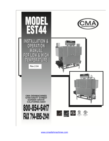 CMA EST 44 Dishwasher Installation & Operation Manual | Manualzz