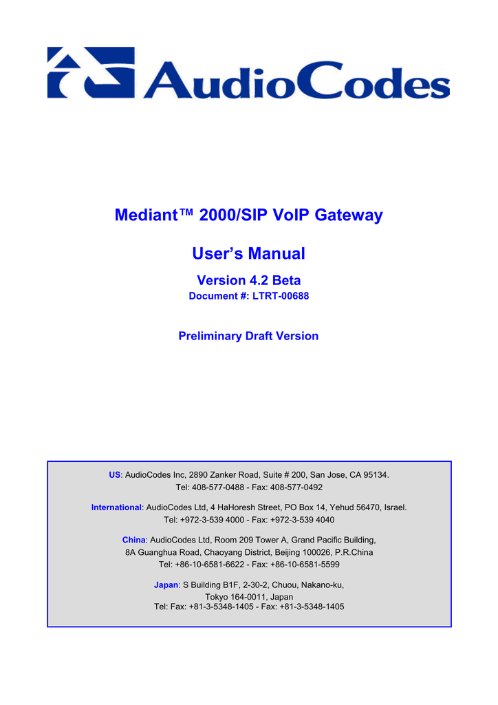 AudioCodes Mediant 2000 User manual | Manualzz