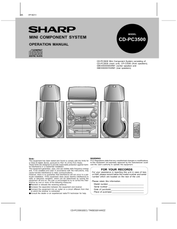 Sharp CDPC3500 Operation Manual | Manualzz