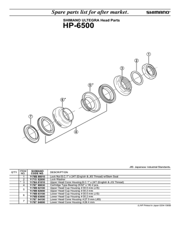Shimano HP-6500 Komponen Kepala Exploded View | Manualzz