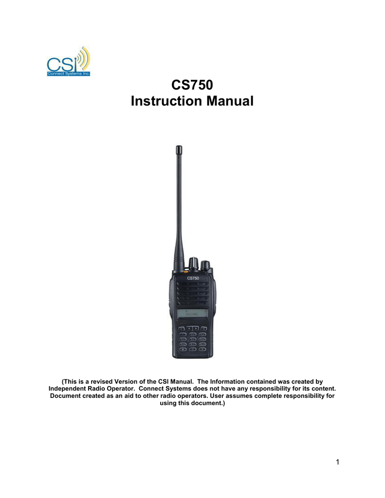 CSI CS750 Instruction manual | Manualzz