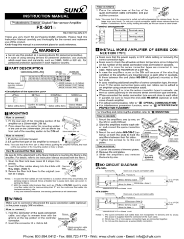 Sunx FX-501 Series Instruction manual | Manualzz